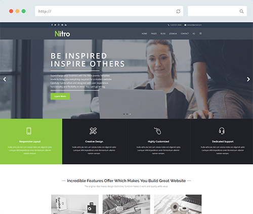 Nitro Free Joomla Template • WarpTheme