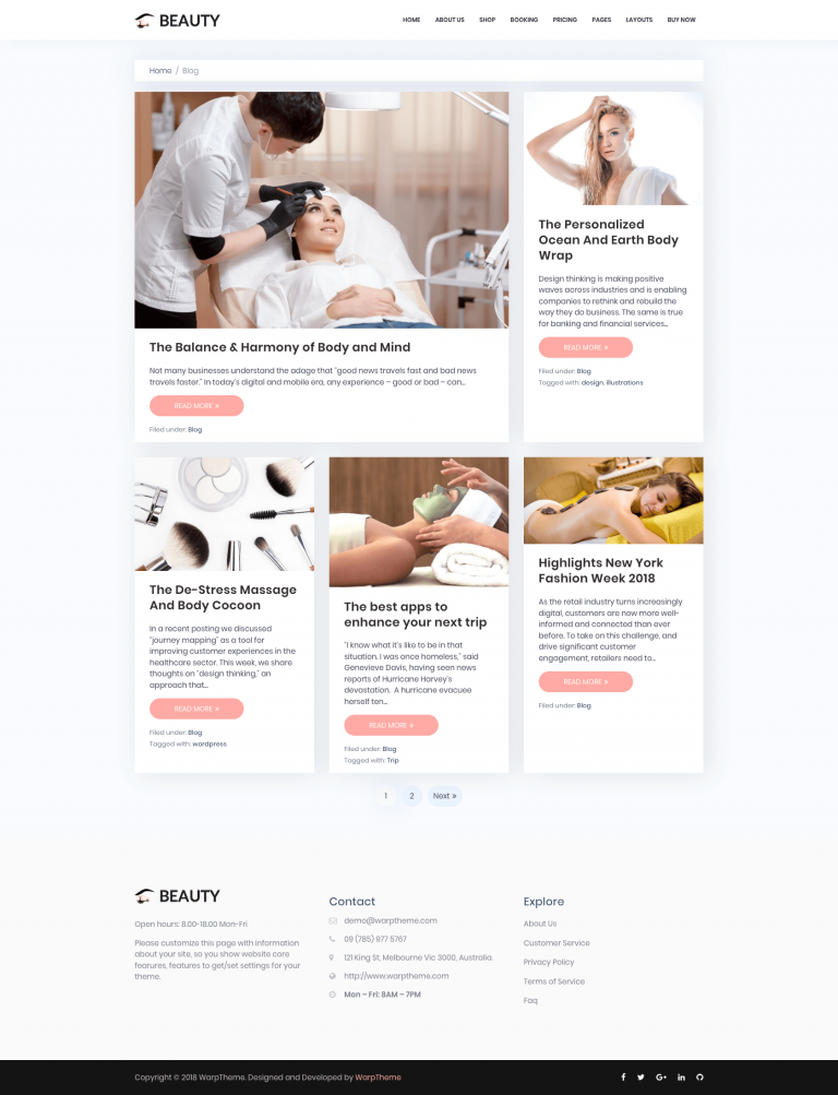 Beauty Wordpress Documentation • WarpTheme