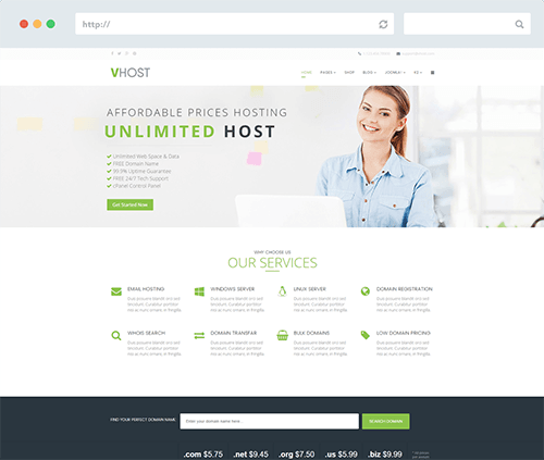 vHost Free Joomla Template • WarpTheme